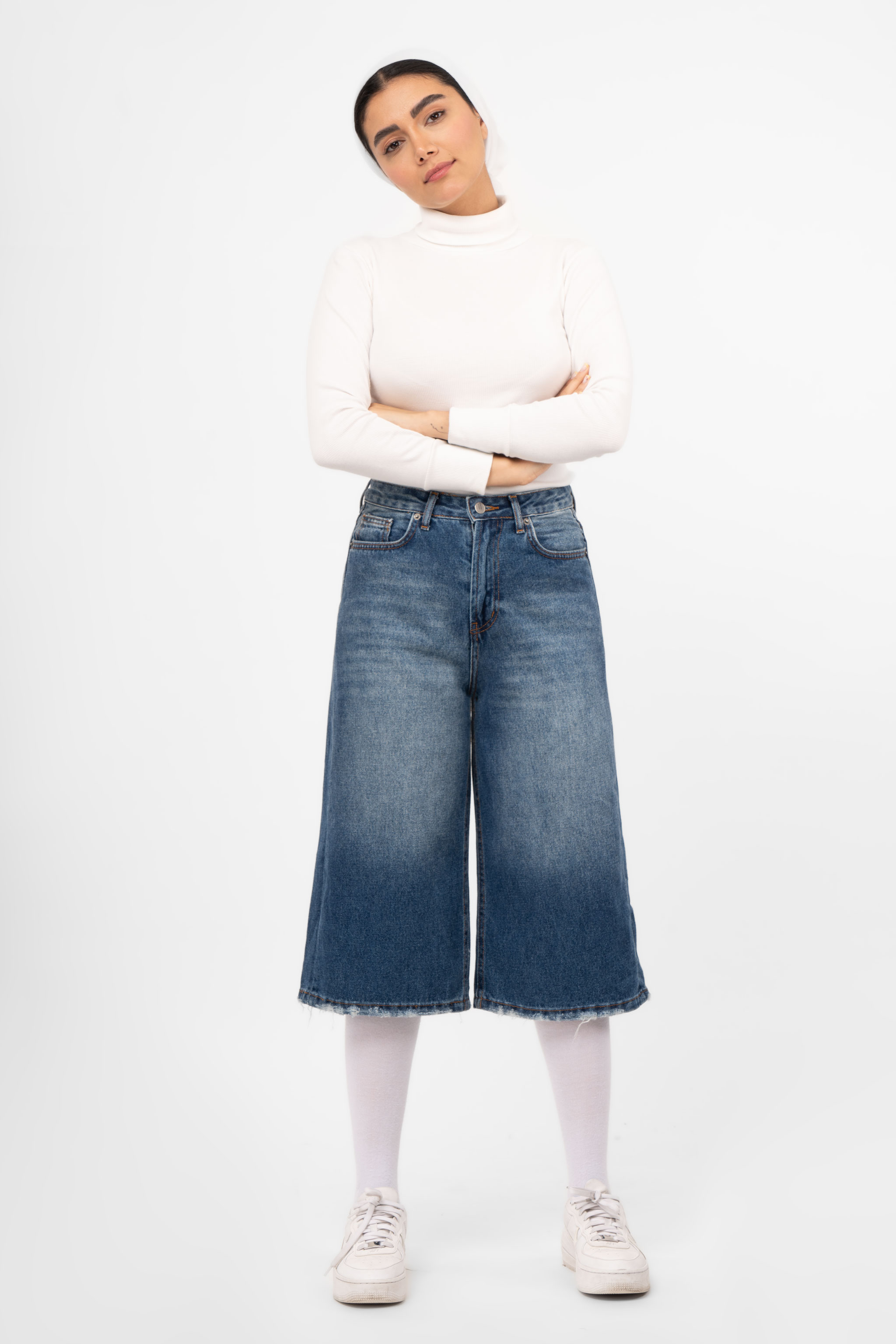 شلوارک جین Full Bag کمر ساده